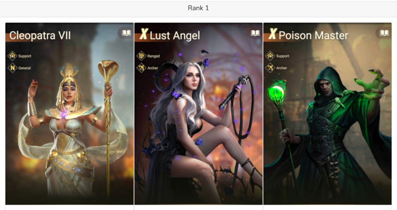 ROE Heroes Combination Rankings